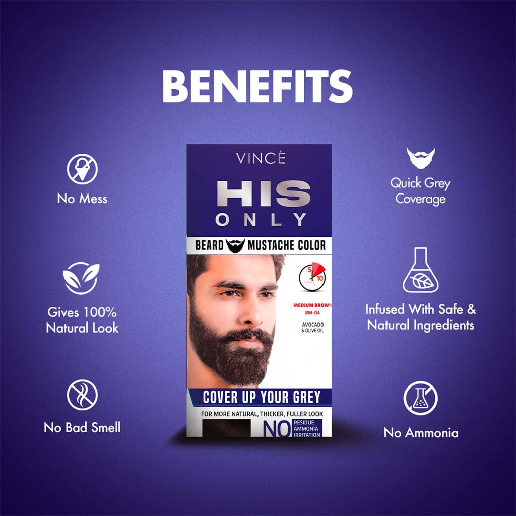 HIS ONLY - Beard & Mustache Color (Medium Brown)