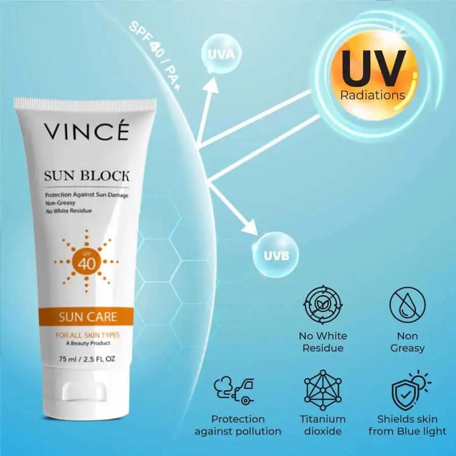 Sunblock SPF 40 | Sun Protection Cream | Vince Care